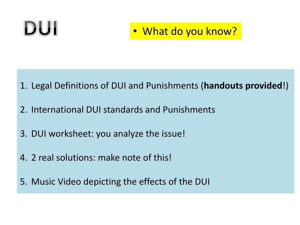 PPT - DUI PowerPoint Presentation, free download - ID:2210665