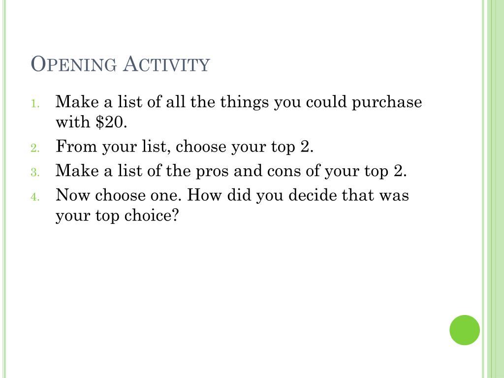 PPT - Opening Activity PowerPoint Presentation, free download - ID:2213393