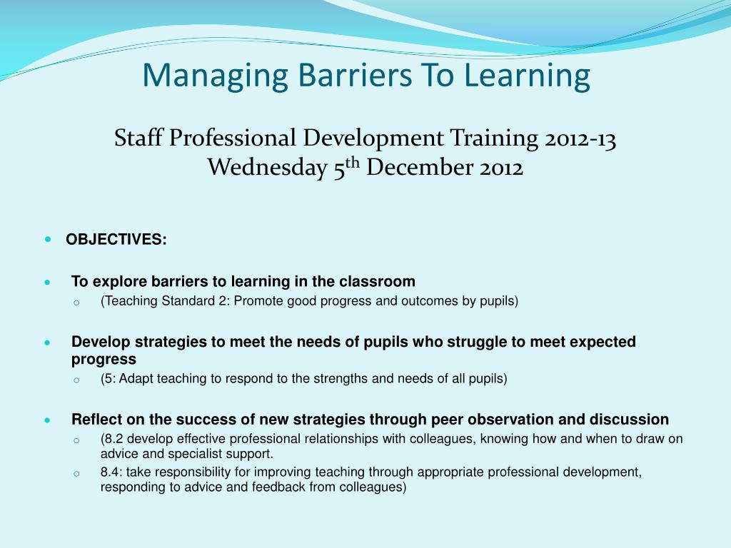 PPT - Managing Barriers To Learning PowerPoint Presentation, free ...