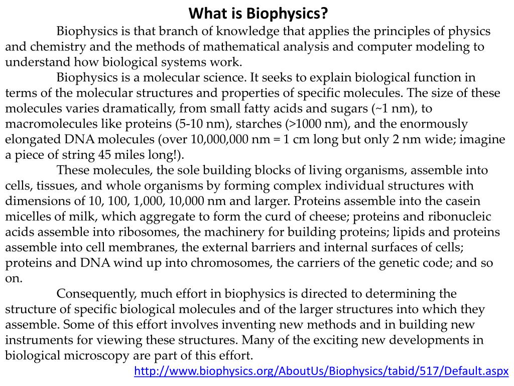 PPT - What is Biophysics? PowerPoint Presentation, free download - ID ...