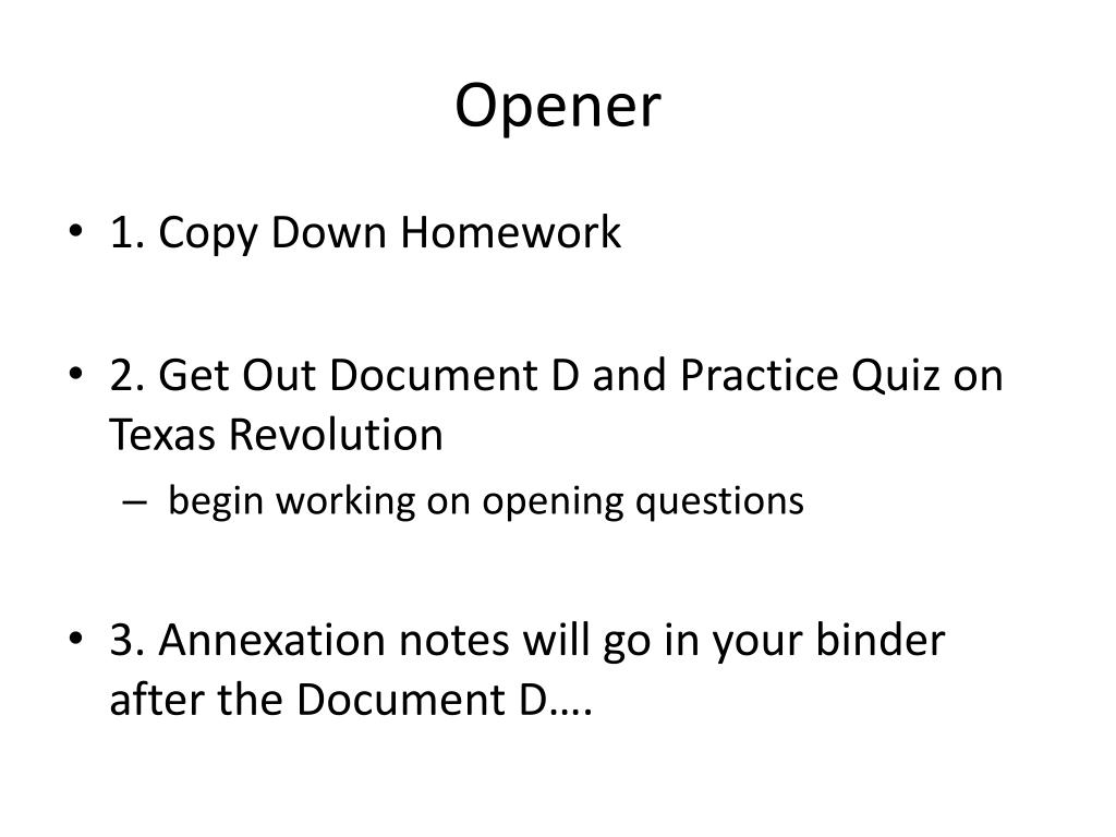 PPT - Opener PowerPoint Presentation, free download - ID:2228006