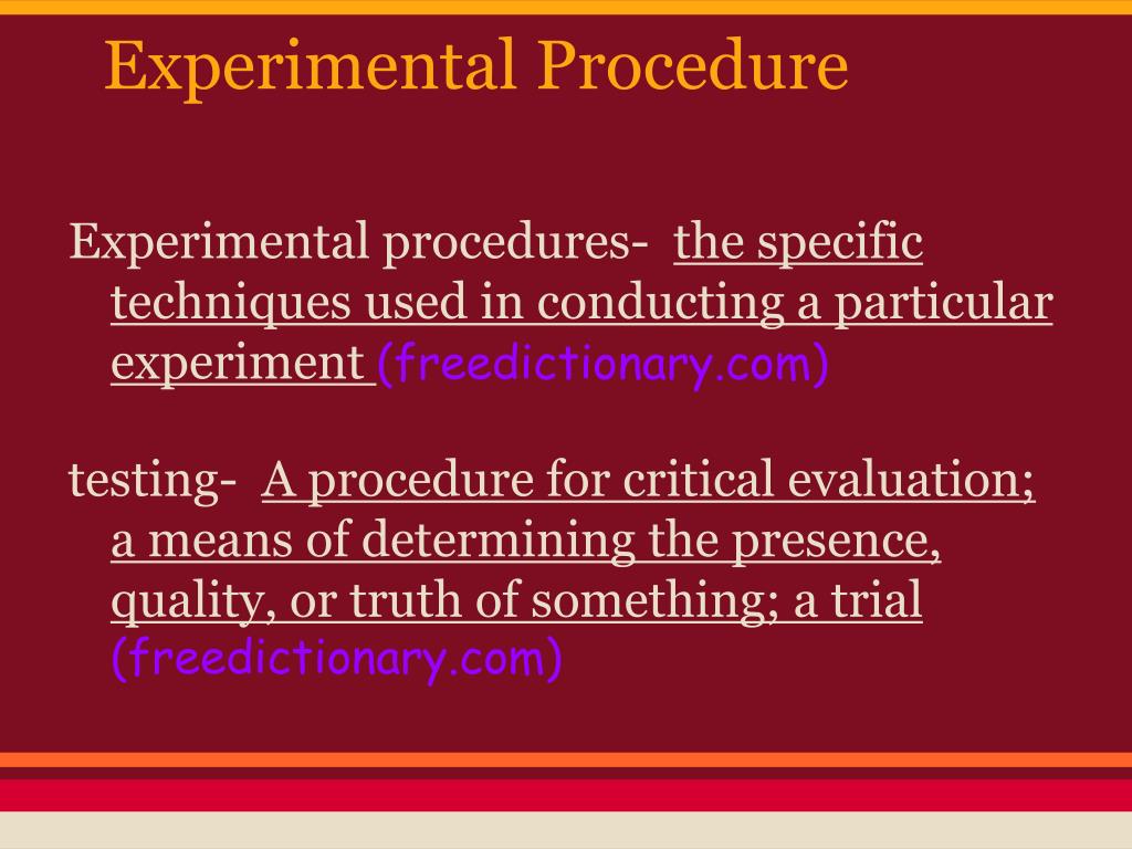 PPT - Experimental Procedure PowerPoint Presentation, free download ...
