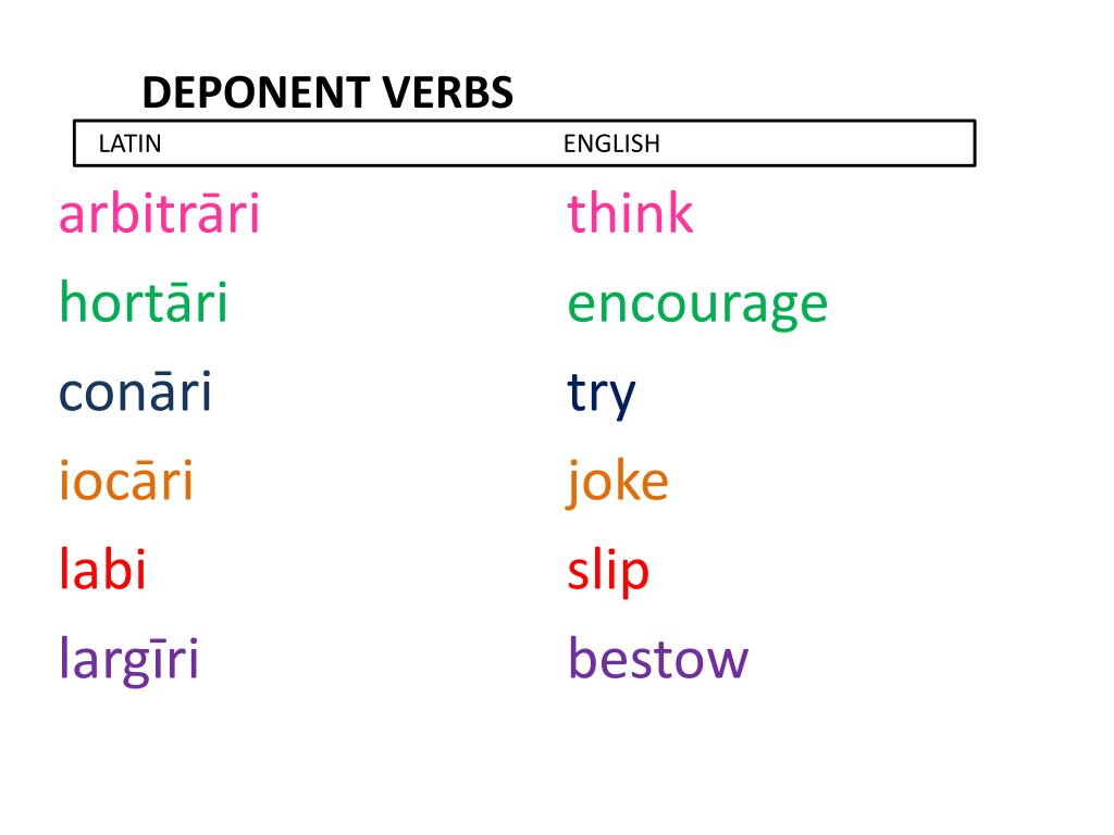 PPT - Deponent Verbs PowerPoint Presentation, free download - ID:2231346