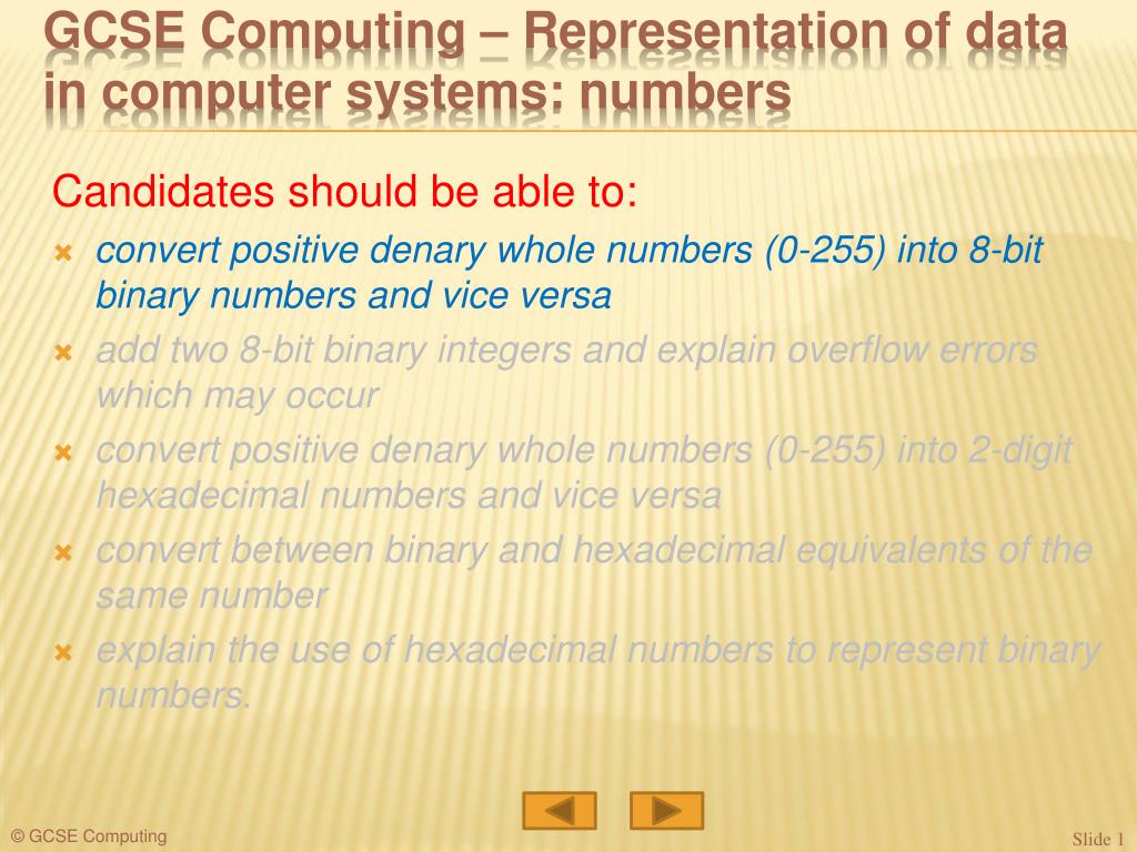 PPT - GCSE Computing – Representation of data in computer systems: numbers PowerPoint ...