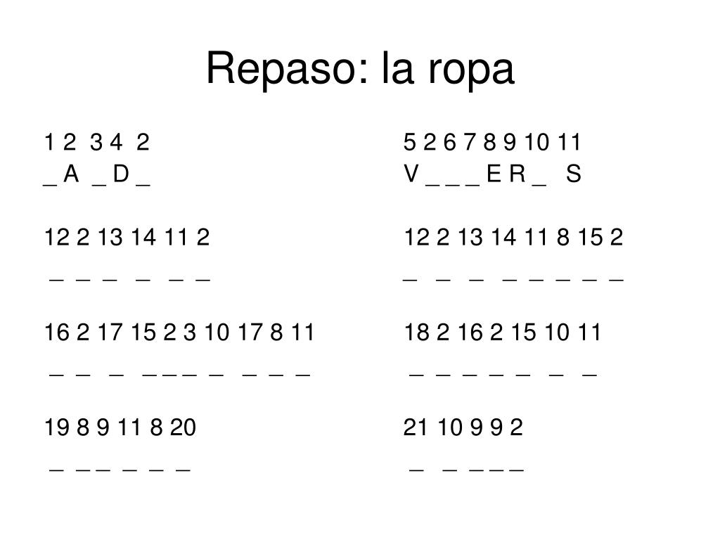 PPT - Repaso: la ropa PowerPoint Presentation, free download - ID:2250733