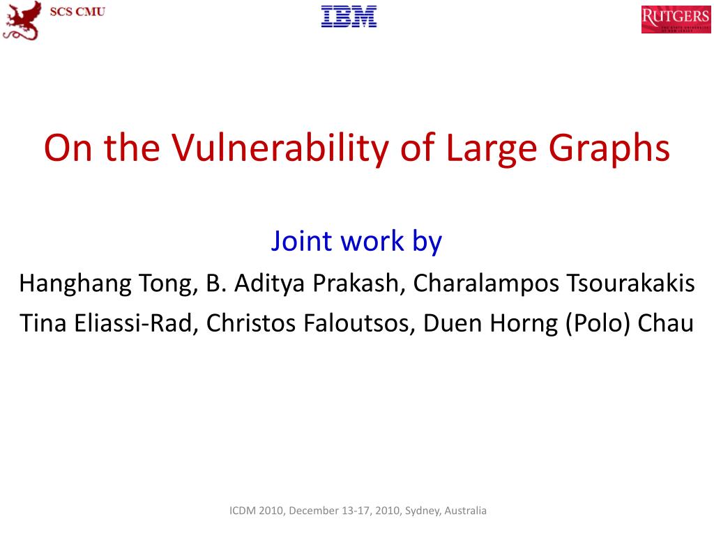 PPT - On the Vulnerability of Large Graphs: Immunization Strategies ...