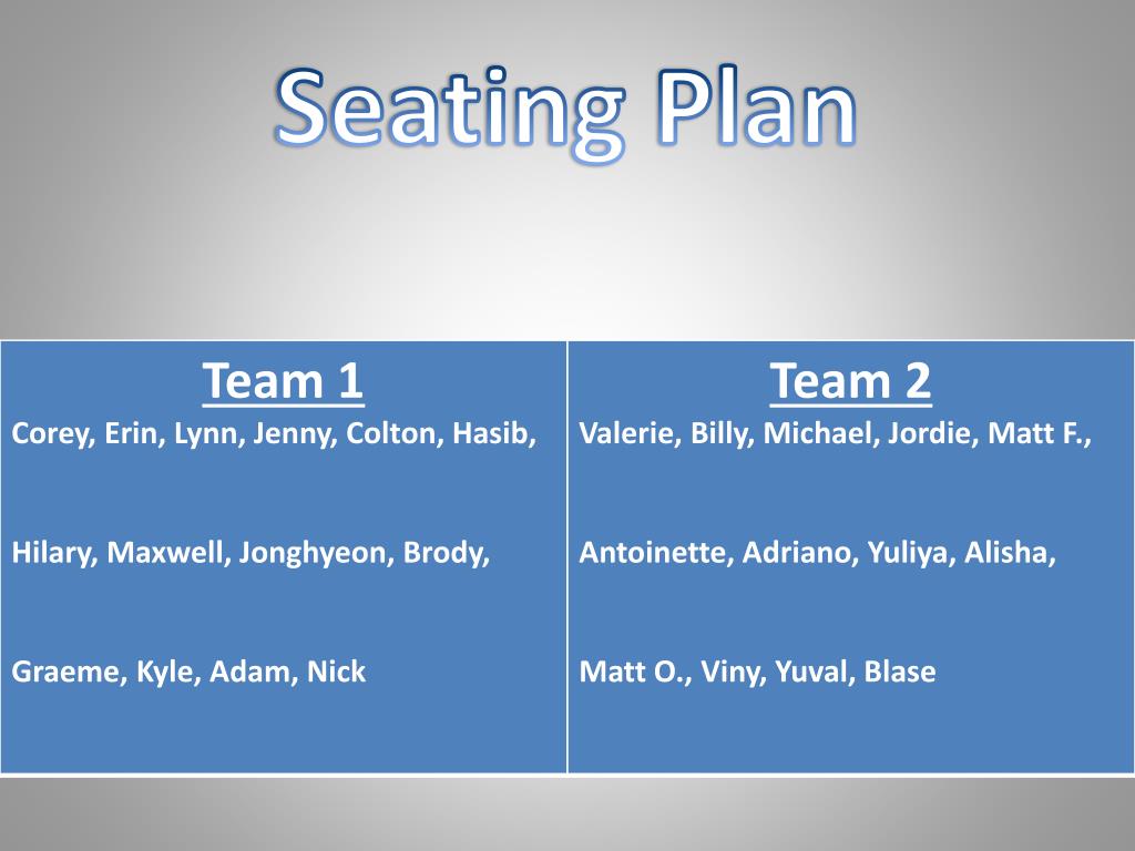 PPT - Seating Plan PowerPoint Presentation, free download - ID:2273694