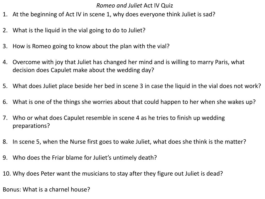PPT - Romeo and Juliet Act IV Quiz PowerPoint Presentation, free ...