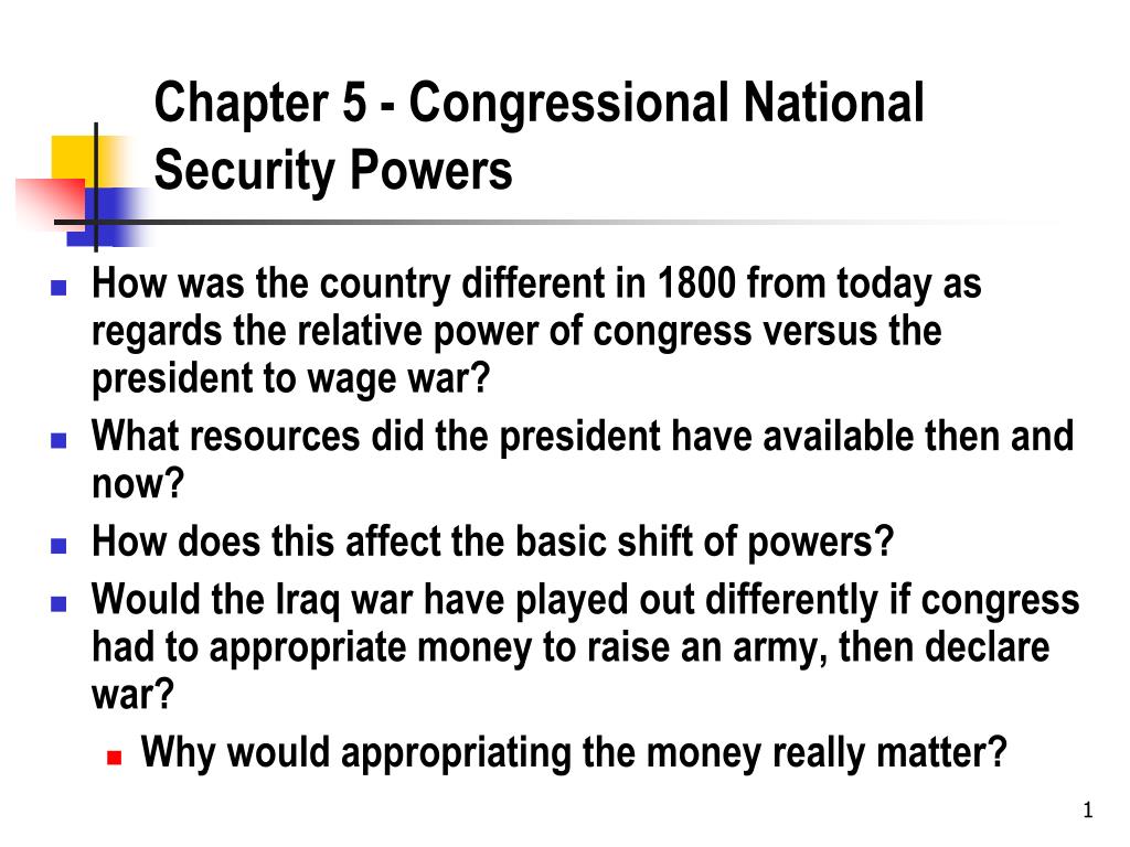 PPT - Chapter 5 - Congressional National Security Powers PowerPoint ...