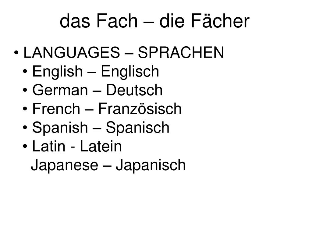 PPT - das Fach – die Fächer PowerPoint Presentation, free download - ID ...