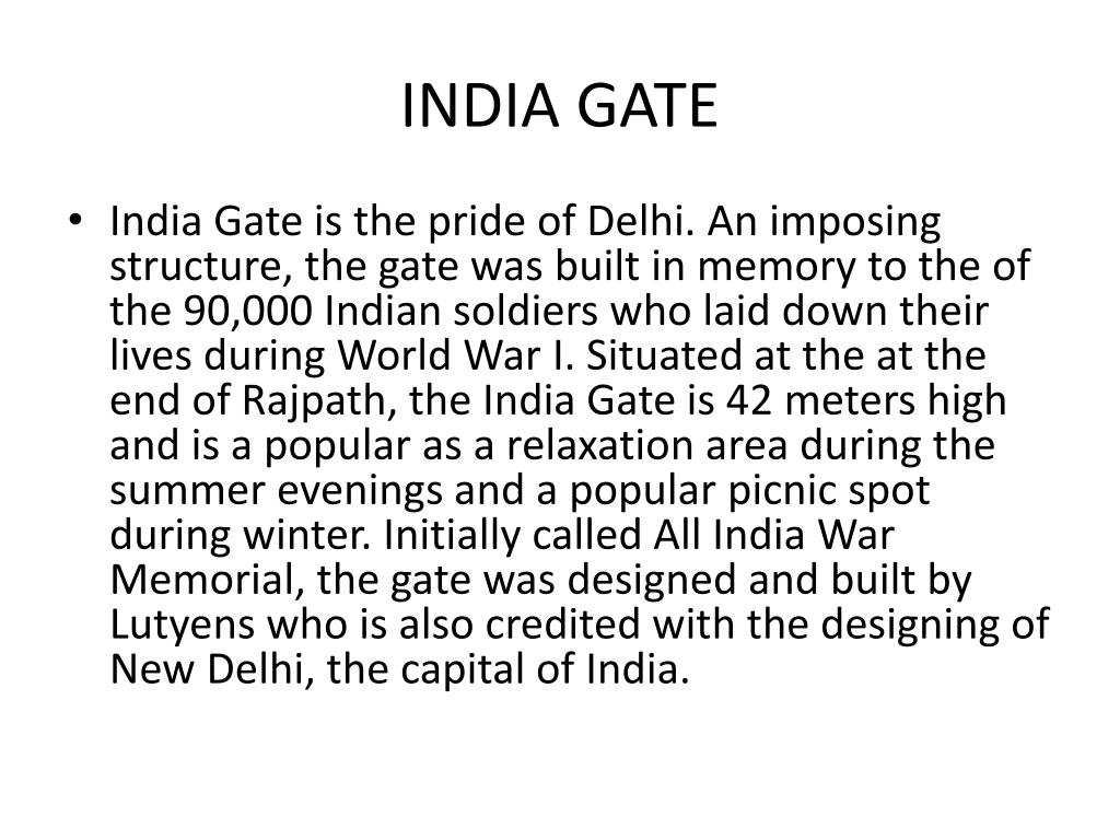 PPT - INDIA GATE PowerPoint Presentation, free download - ID:2315899