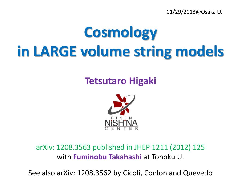 PPT - Cosmology in LARGE volume string models PowerPoint Presentation ...