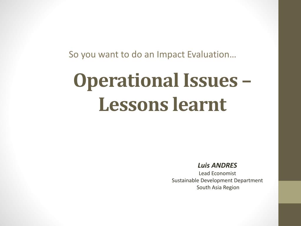 PPT - Operational Issues – Lessons learnt PowerPoint Presentation, free ...