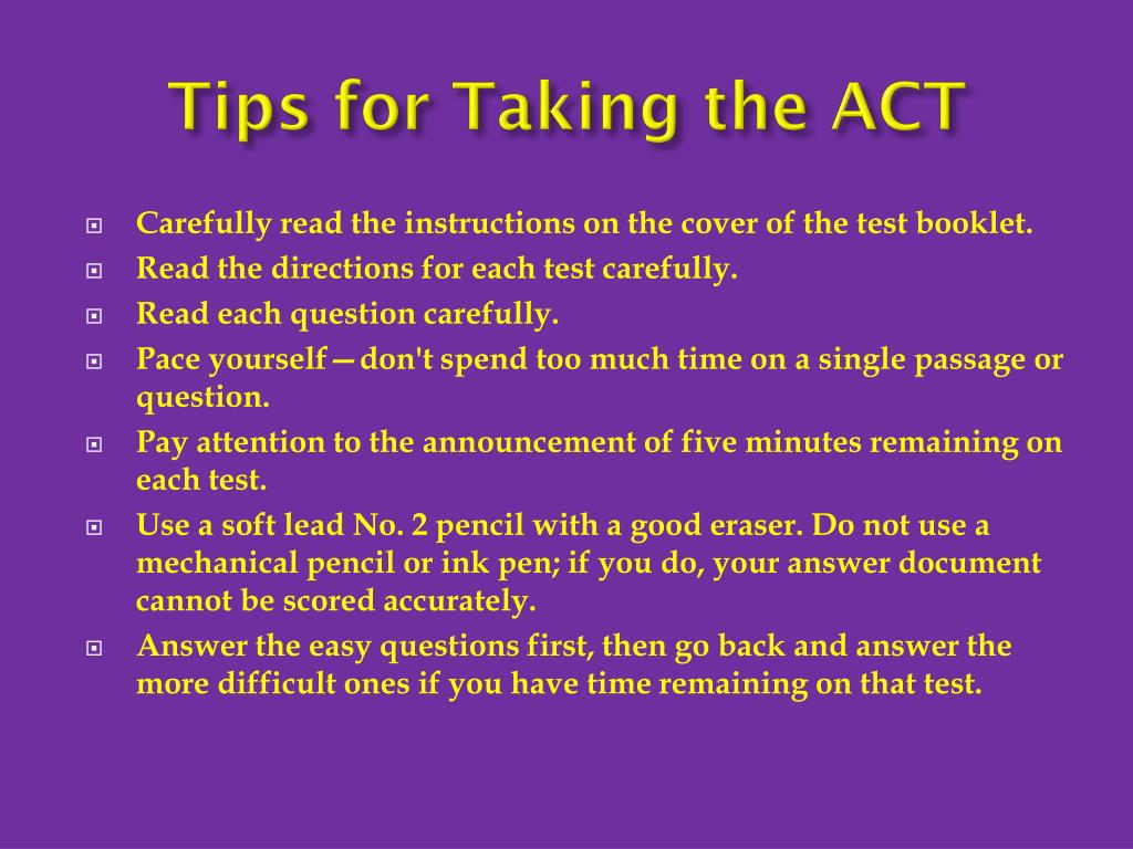 PPT - Tips for Taking the ACT PowerPoint Presentation, free download ...