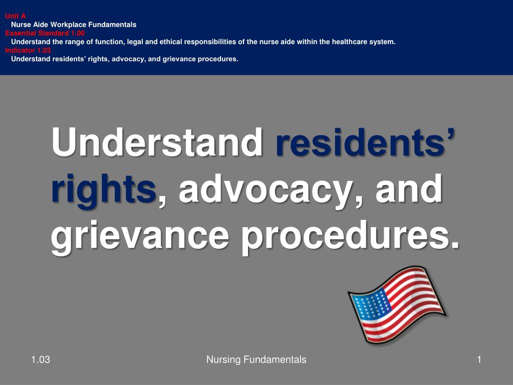 PPT - Understand residents’ rights , advocacy, and grievance procedures ...