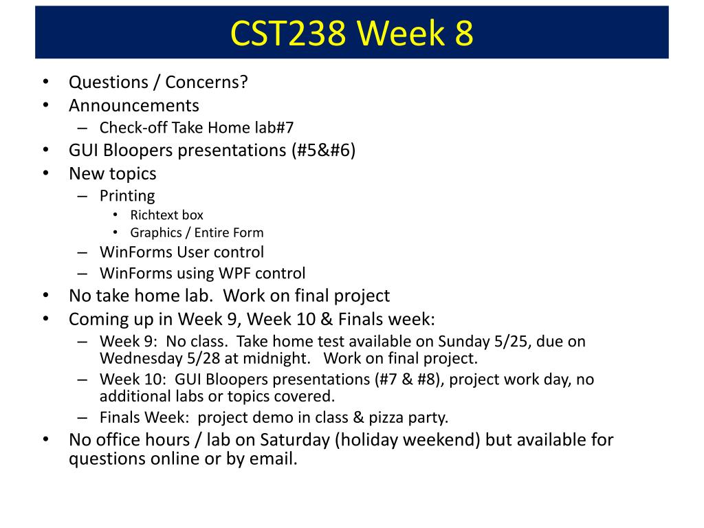 PPT - CST238 Week 8 PowerPoint Presentation, free download - ID:2338650