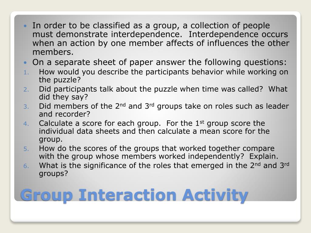 PPT - Group Interaction Activity PowerPoint Presentation, free download ...