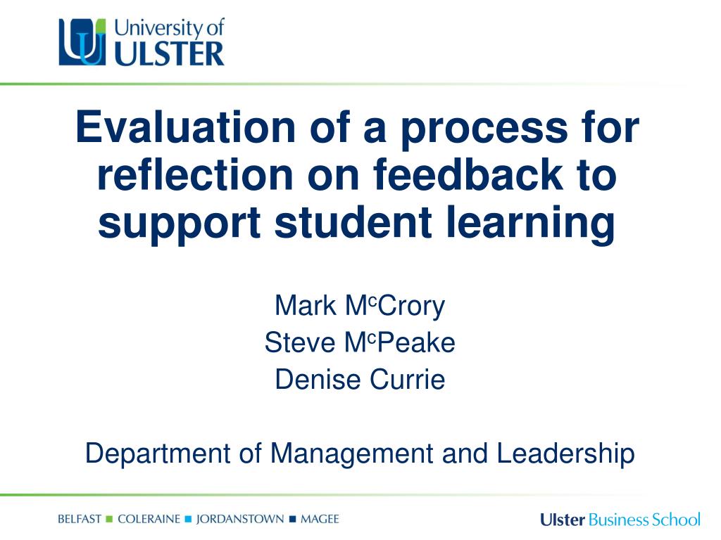 PPT - Evaluation of a process for reflection on feedback to support ...