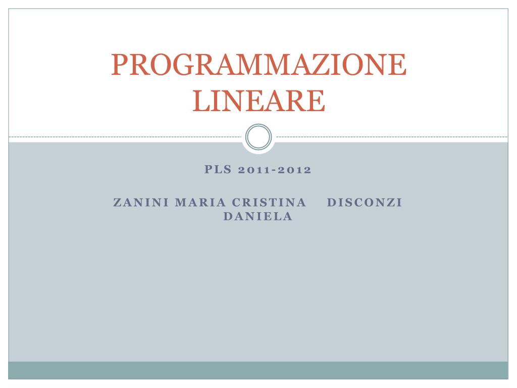 PPT - PROGRAMMAZIONE LINEARE PowerPoint Presentation, free download ...