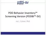 PPT - The PDD Behavior Inventory (PDDBI)* PowerPoint Presentation, free ...