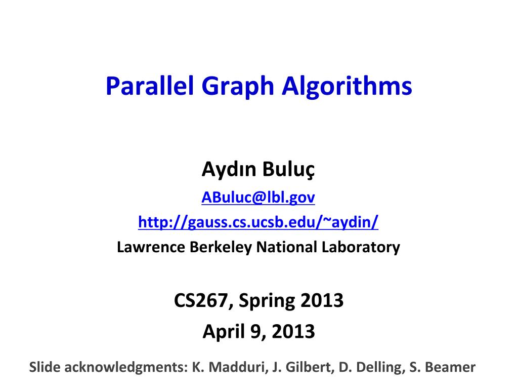 PPT - Parallel Graph Algorithms PowerPoint Presentation, free download ...