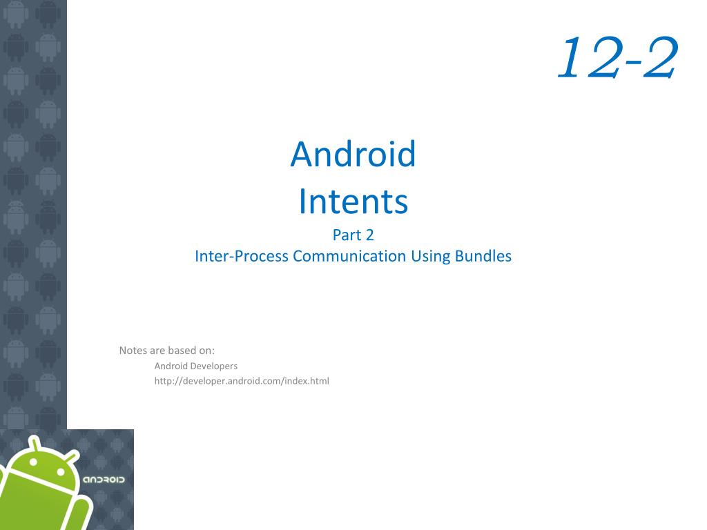 Ppt Android Intents Part 2 Inter Process Communication Using Bundles