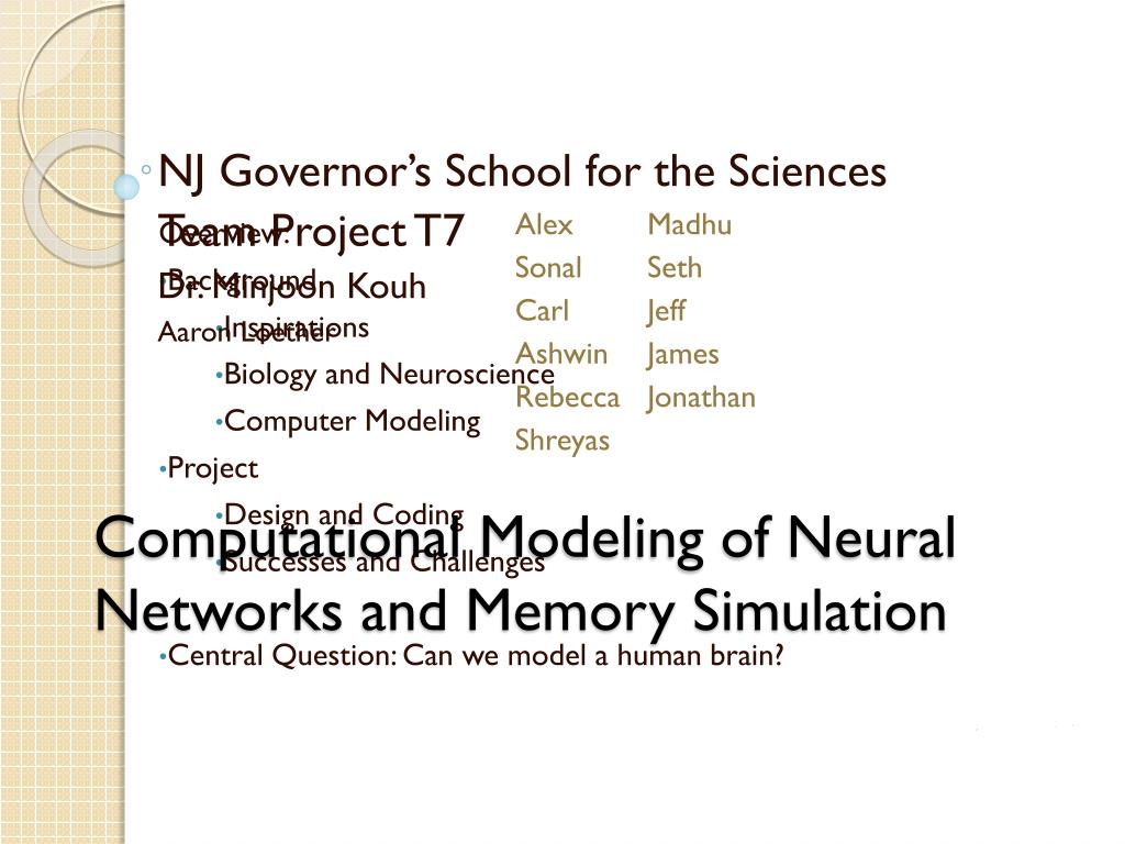 PPT - Computational Modeling of Neural Networks and Memory Simulation PowerPoint Presentation ...