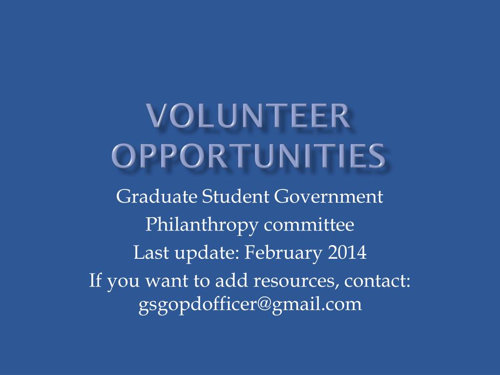 PPT - Volunteer Opportunities for Graduate Students in Bangor ...