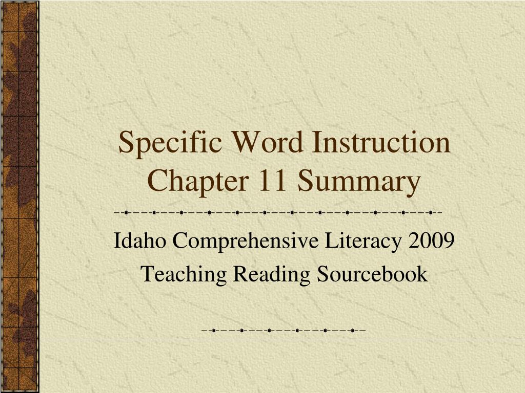 PPT - Specific Word Instruction Chapter 11 Summary PowerPoint ...