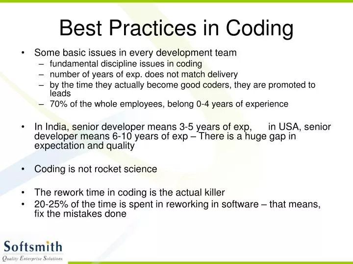 PPT Best Practices In Coding PowerPoint Presentation Free Download
