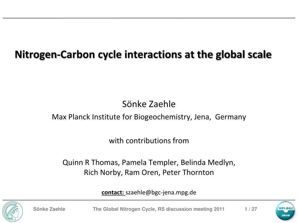 PPT - Nitrogen-Carbon cycle interactions at the global scale PowerPoint ...