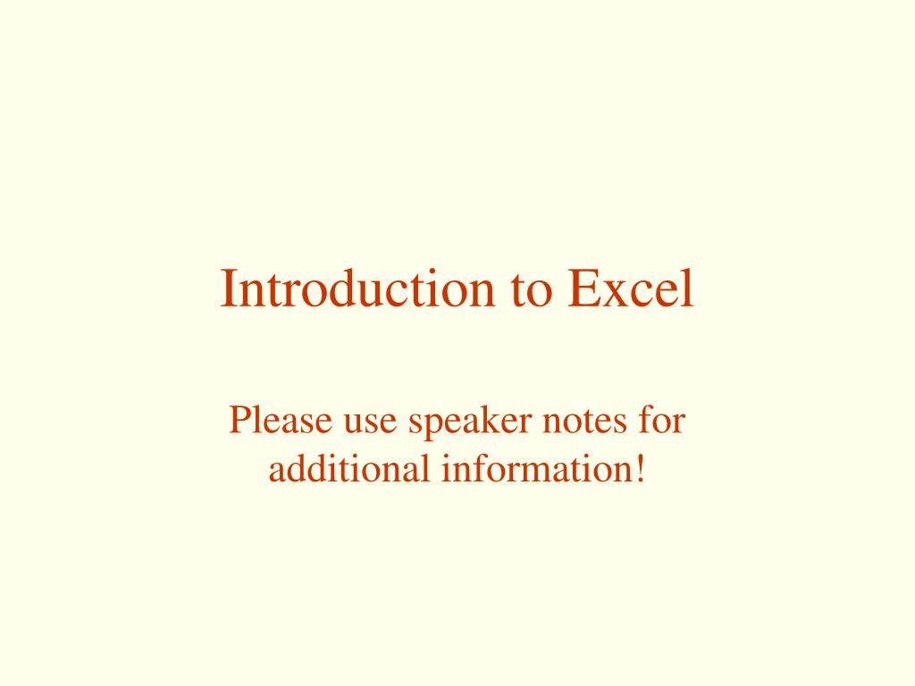 PPT - Introduction to Excel PowerPoint Presentation, free download - ID ...