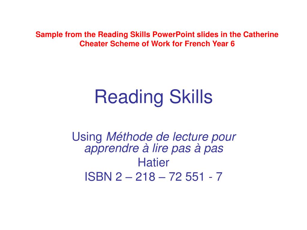 PPT - Reading Skills PowerPoint Presentation, free download - ID:2411211