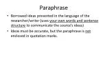 PPT - Direct Quote vs. Paraphrase PowerPoint Presentation, free ...