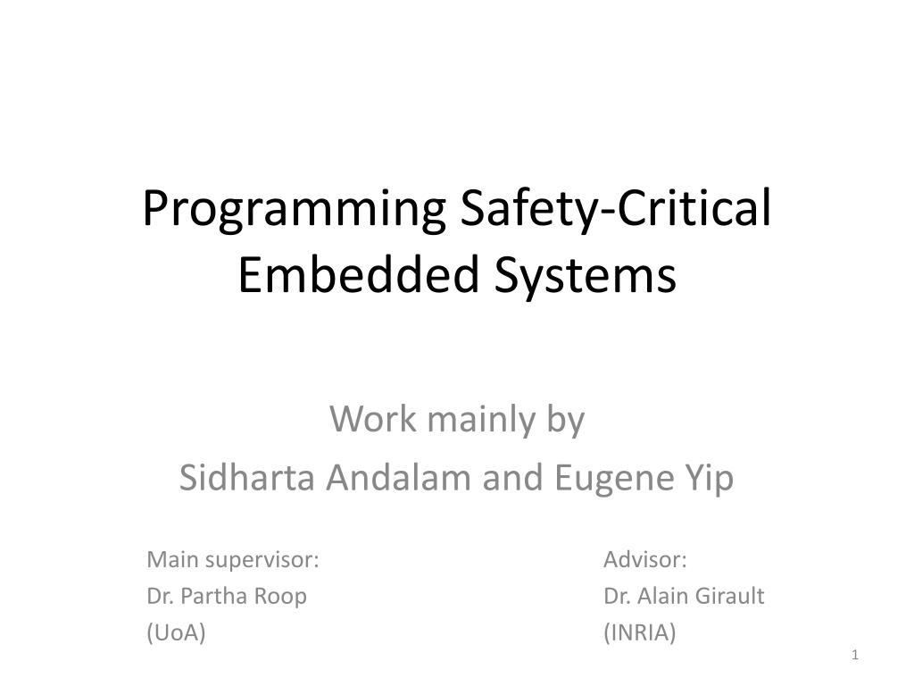 PPT - Programming Safety-Critical Embedded Systems PowerPoint ...