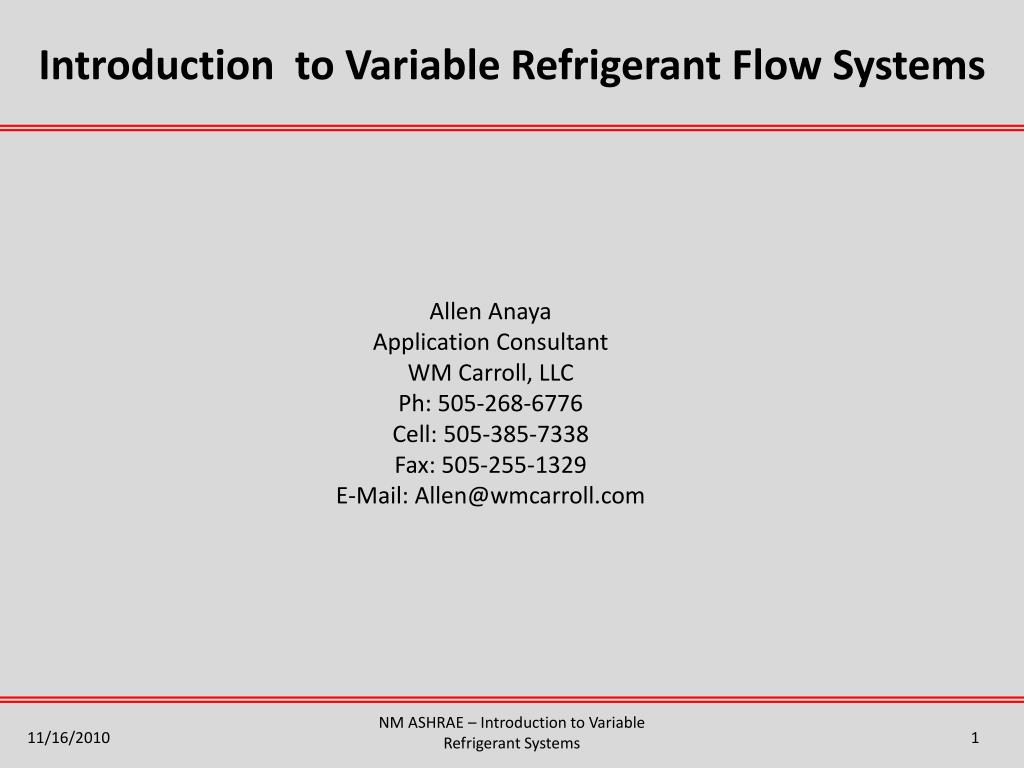 PPT - Introduction to Variable Refrigerant Flow Systems PowerPoint ...