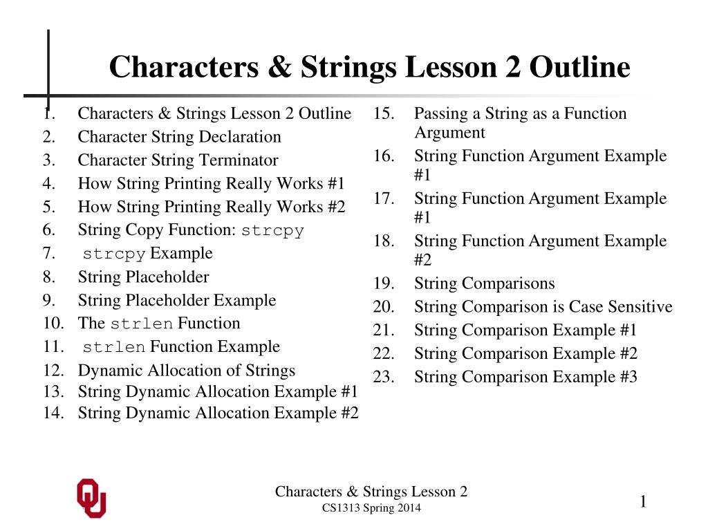 PPT - Characters & Strings Lesson 2 Outline PowerPoint Presentation ...