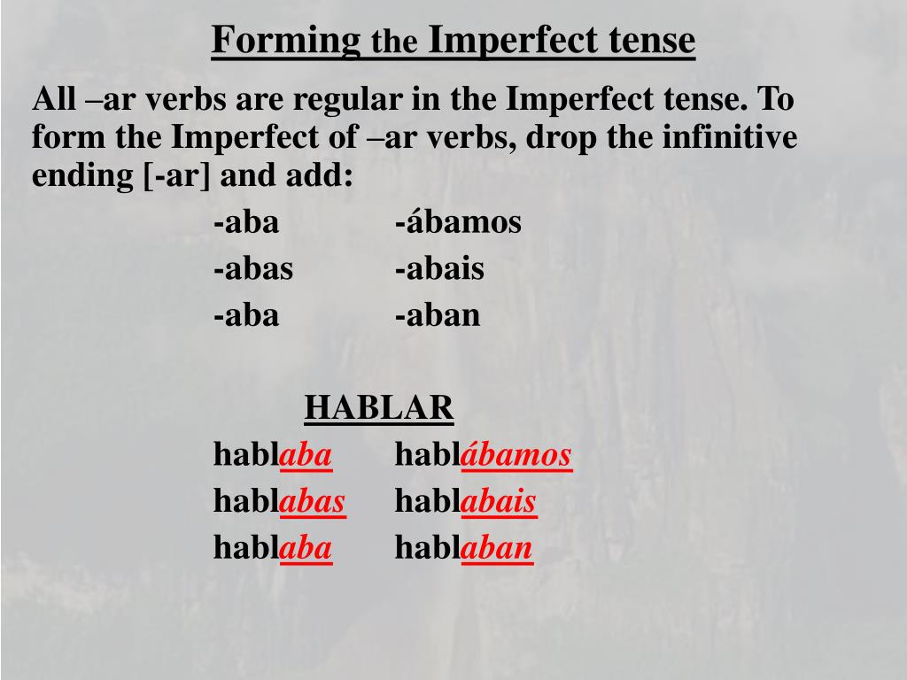 PPT - Forming the Imperfect tense PowerPoint Presentation, free ...
