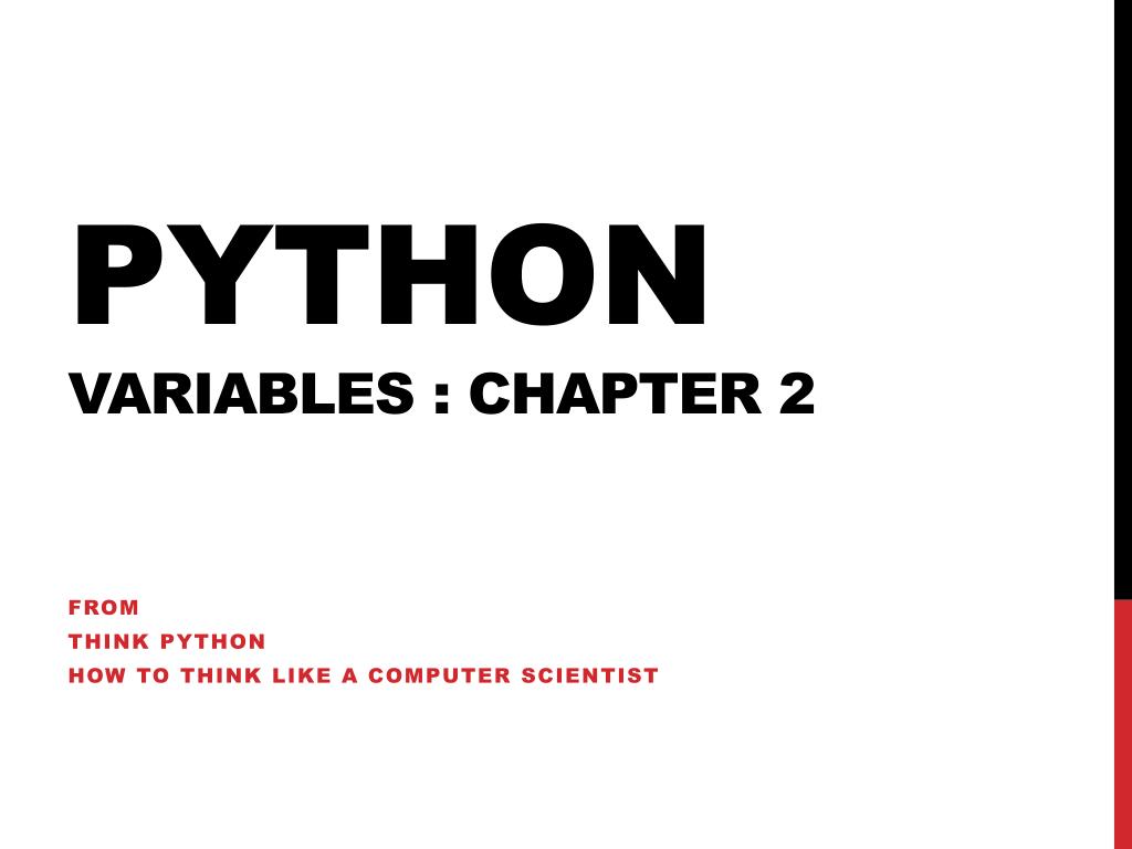 PPT - Python Variables : chapter 2 PowerPoint Presentation, free ...