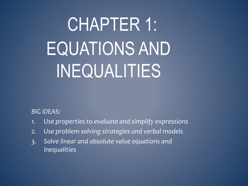 PPT - Chapter 1: Equations and inequalities PowerPoint Presentation ...