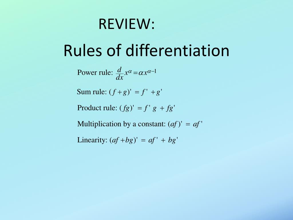 PPT - Rules of differentiation PowerPoint Presentation, free download ...