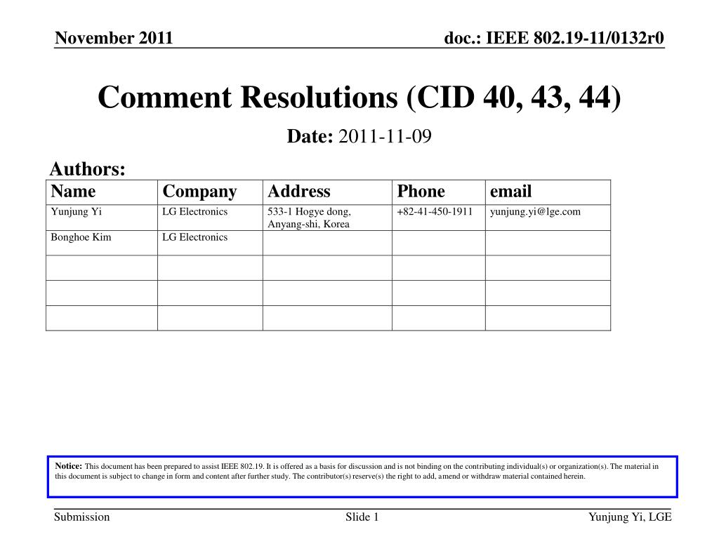 PPT - Comment Resolutions (CID 40, 43, 44) PowerPoint Presentation ...