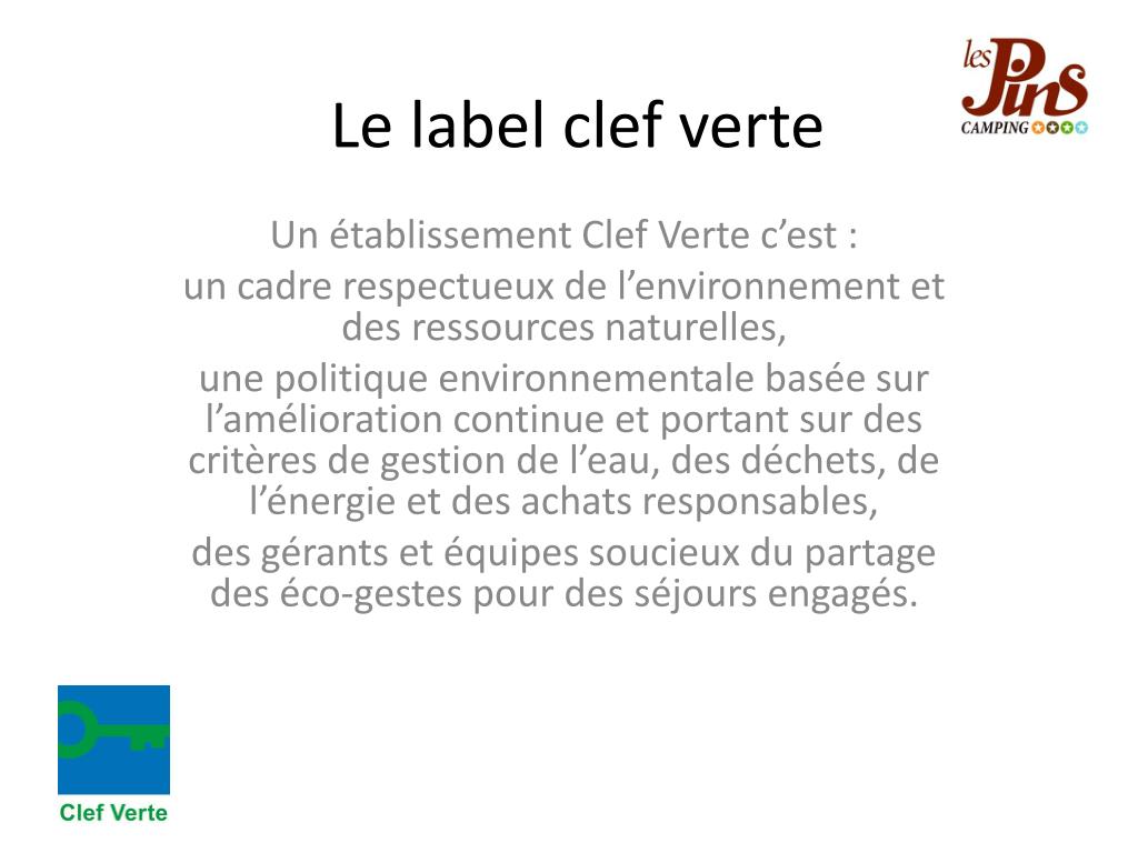PPT - Le label clef verte PowerPoint Presentation, free download - ID ...