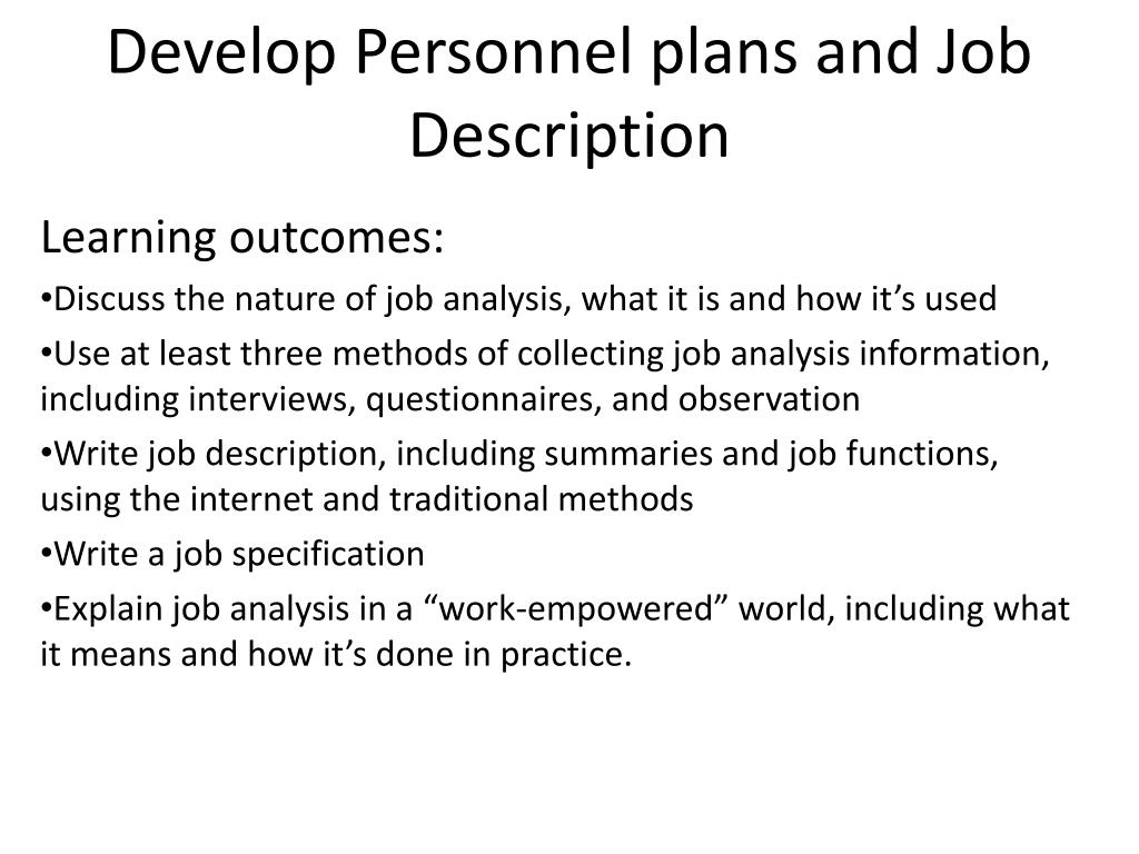 PPT - Develop Personnel plans and Job Description PowerPoint ...