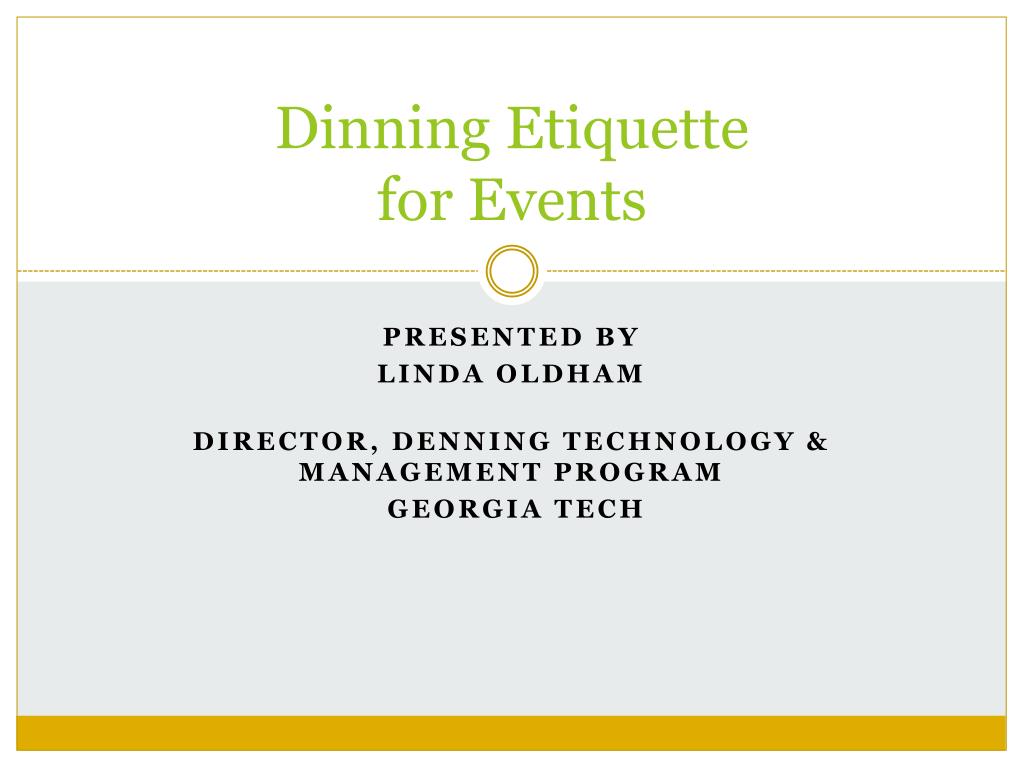 PPT - Dinning Etiquette for Events PowerPoint Presentation, free ...