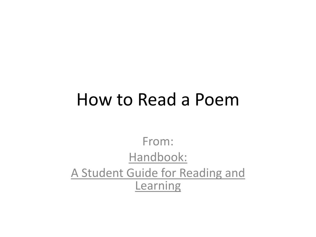 PPT - How to Read a Poem PowerPoint Presentation, free download - ID ...