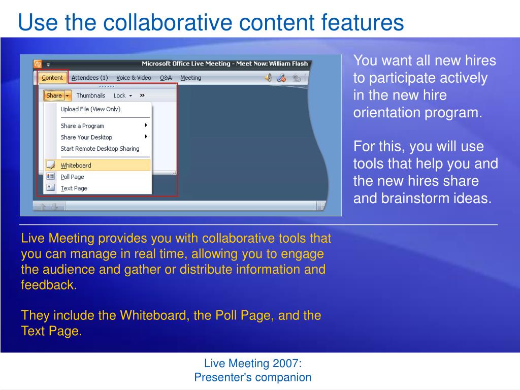 PPT - Interactive Onboarding with Live Meeting 2007: Engage New Hires ...