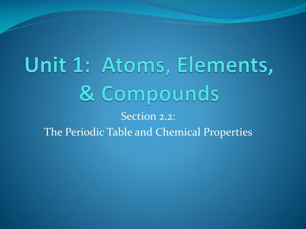 PPT - Unit 1: Atoms, Elements, & Compounds PowerPoint Presentation - ID ...