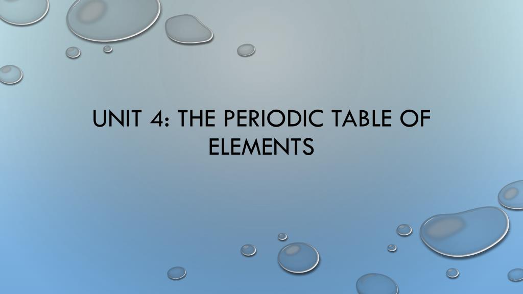 PPT - Unit 4: The Periodic Table of elements PowerPoint Presentation ...