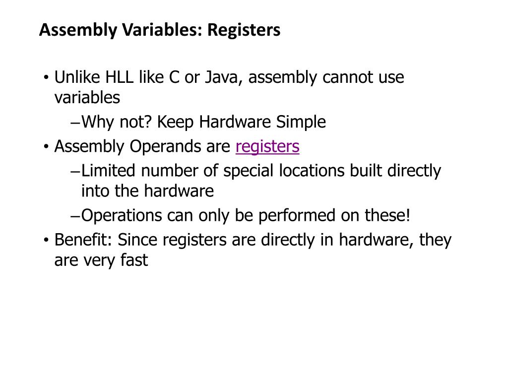 PPT - Assembly Variables: Registers PowerPoint Presentation, free ...
